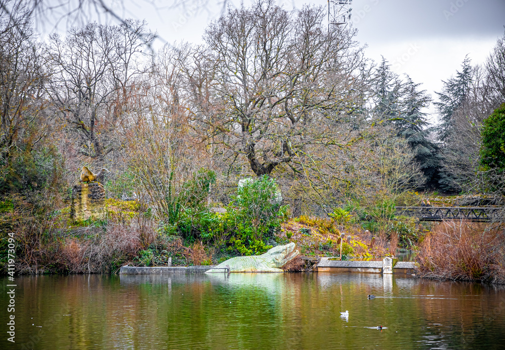 Crystal Palace Dinosaurs, a series of sculptures of dinosaurs and other ...
