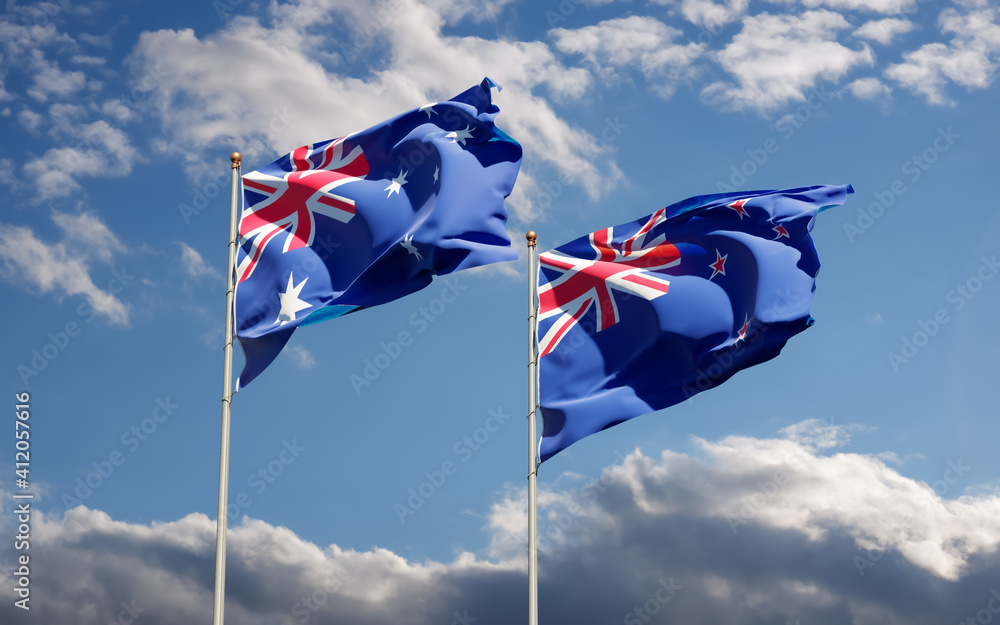 Flags of New Zealand and Australia. Stock Photo | Adobe Stock