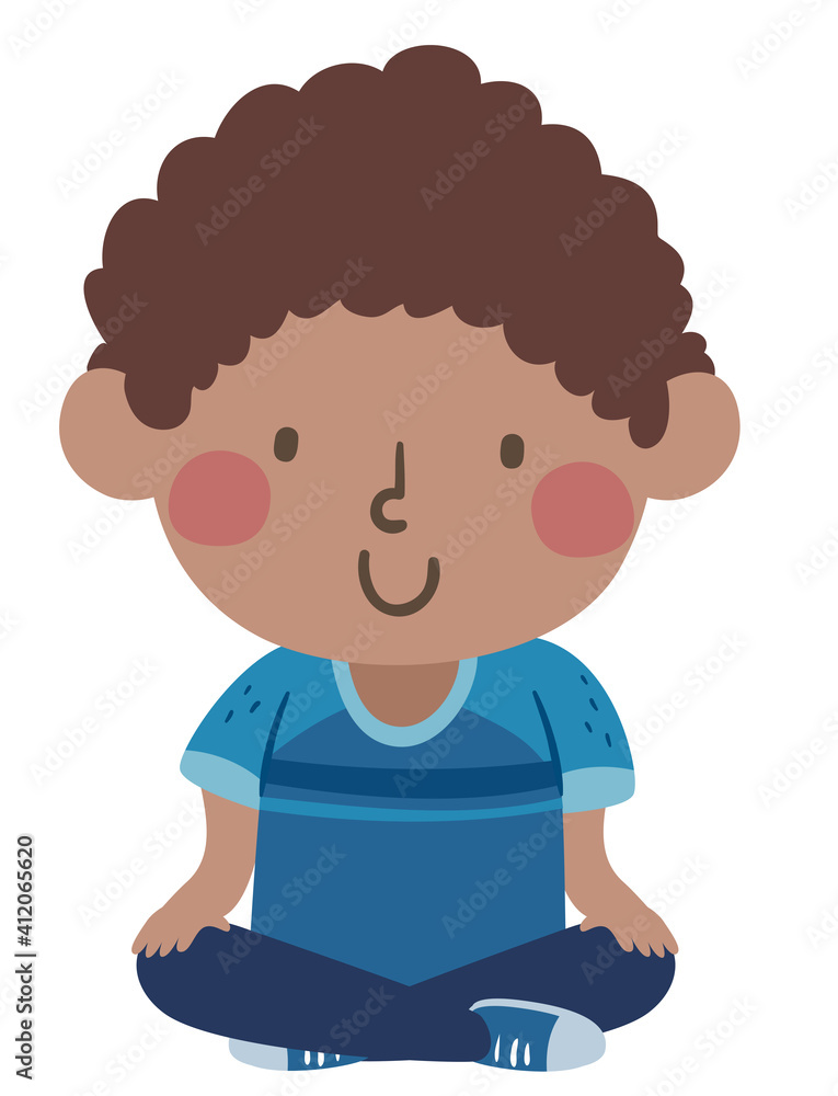 Kid Boy Position Criss Cross Sitting Illustration Stock Vector | Adobe ...