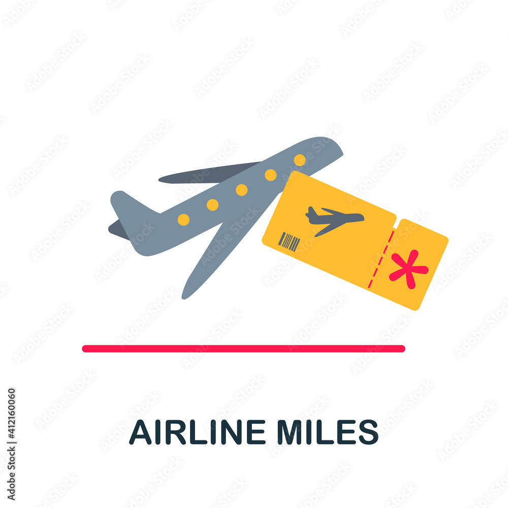 Airline Miles flat icon. Color simple element from customer loyalty ...