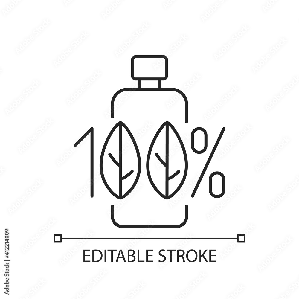 100 percent natural linear icon. Creation of cosmetics without harmful ...