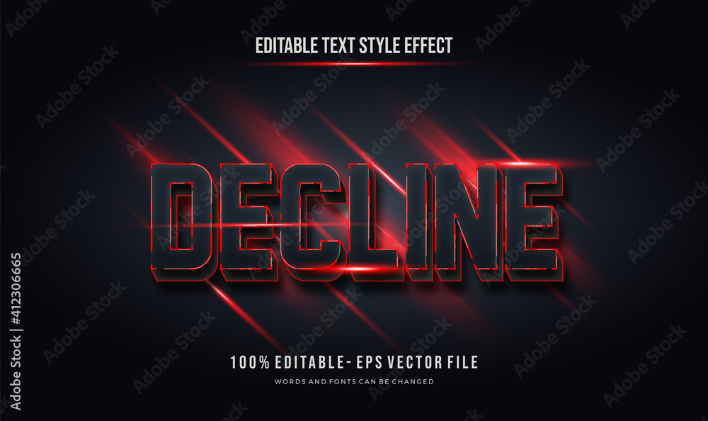 futuristic black red color. editable text style effect Stock Vector ...