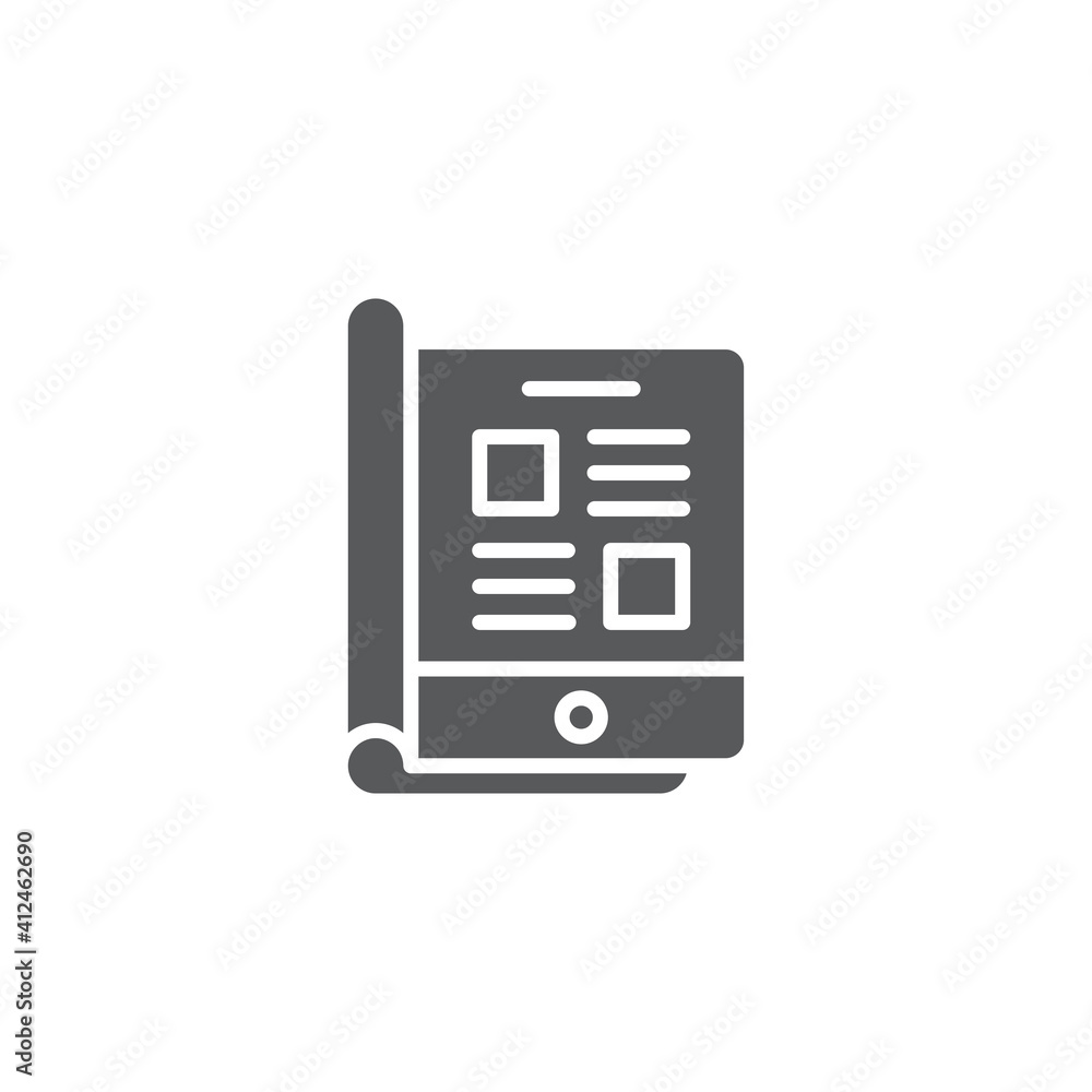 Online magazine icon, color, line, outline vector sign, linear style ...