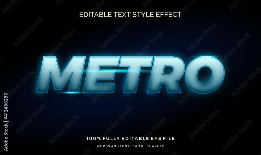 futuristic blue light text style effect. editable font vector file ...