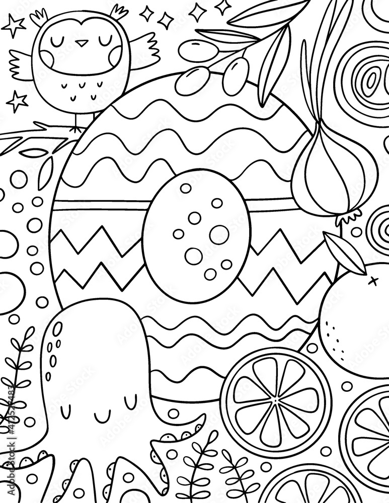 Coloring page Alphabet for kids with cute characters in doodle style ...