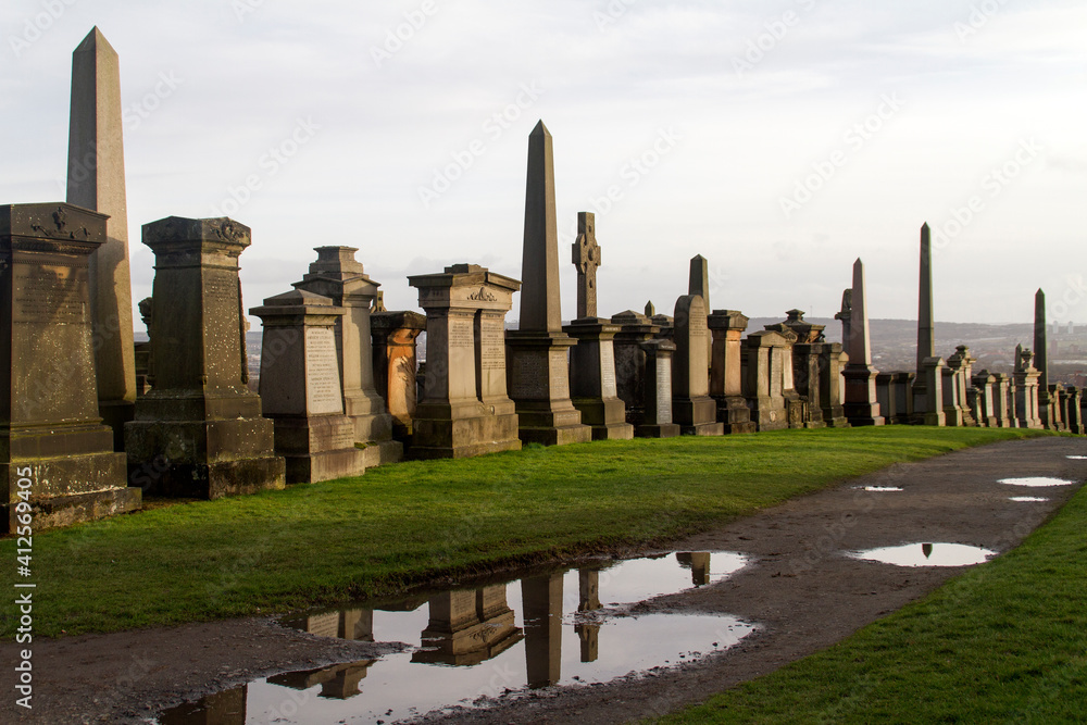 Cementerio, Cemetery o Graveyard de la ciudad de Glasgow en el pais de ...