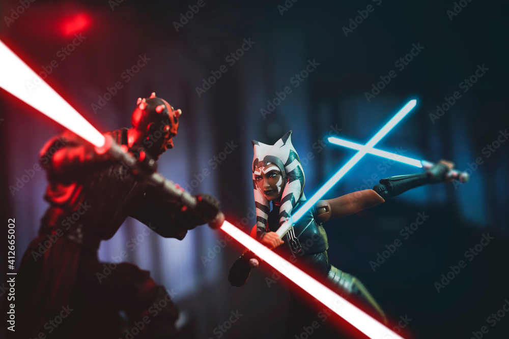 Stock-Foto „NEW YORK USA - FEB 20 2021: Scene from Star Wars The Clone ... Stock-Foto „NEW YORK USA - FEB 20 2021: Scene from Star Wars The Clone ...