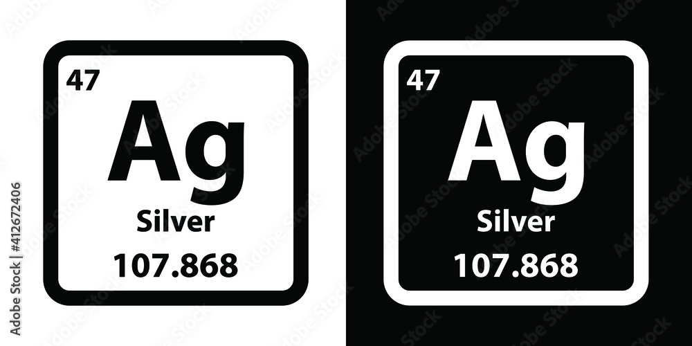 Ag Silver chemical element icon. The chemical element of the periodic ...