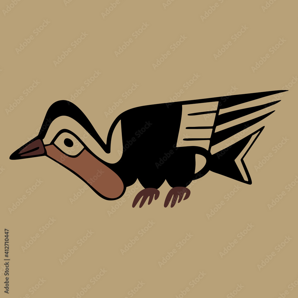 Fantastic stylized bird. Ethnic folk style. Ancient Peruvian tribal ...