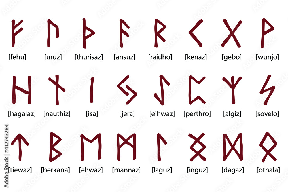 Stockvector Runes set. Rune alphabet, futhark. Writing ancient Germans ...