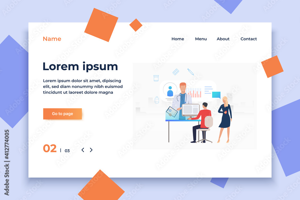 Man and woman accessing medical website vector illustration. Medical ...