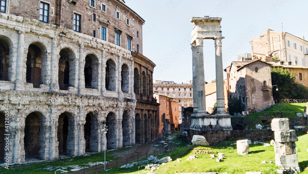 Majestic and well conservated Marcello Teather and Temples of Apollo ...