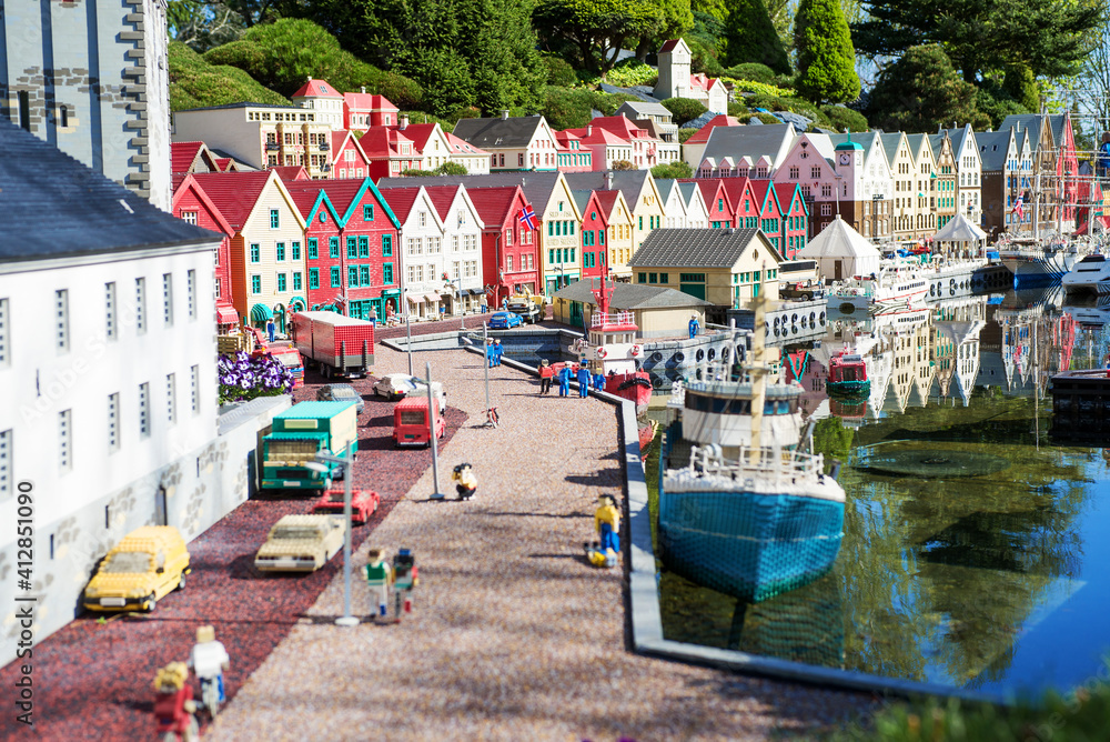 Billund, Denmark - 25 April 2014: Legoland Billund Resort. Famous ...