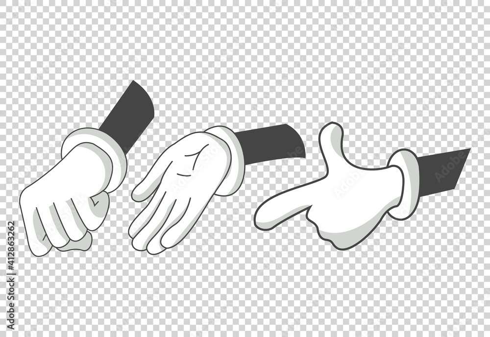 Cartoon hands. Clipart arms in different posesand gesture. Goved hands ...