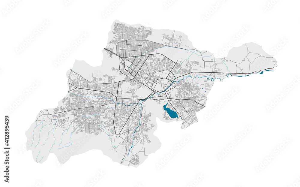 Detailed map of Kabul city, Cityscape. Royalty free vector illustration ...