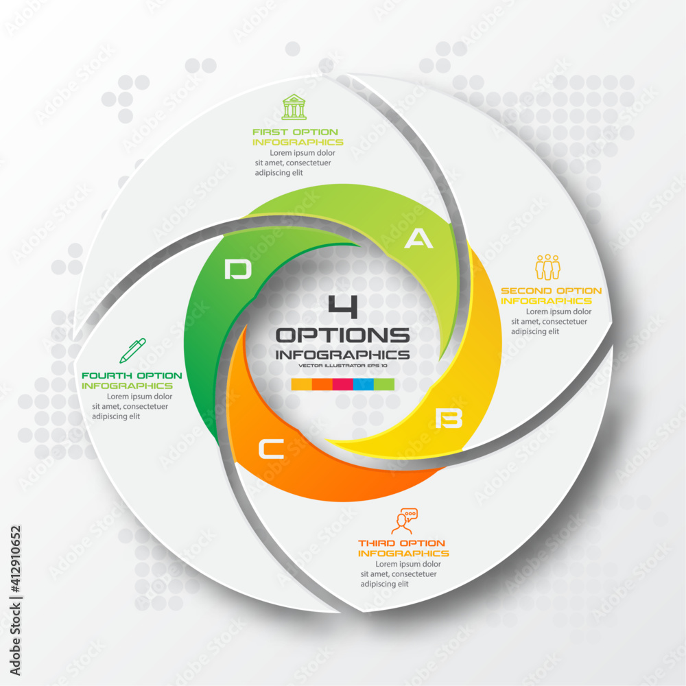 Circle chart infographic template with 4 options,Vector illustration ...