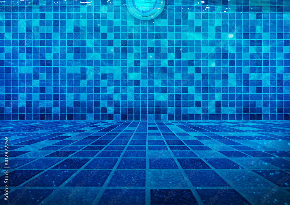 Clear Water at the Bottom of the Swimming Pool with Underwater Lighting ...