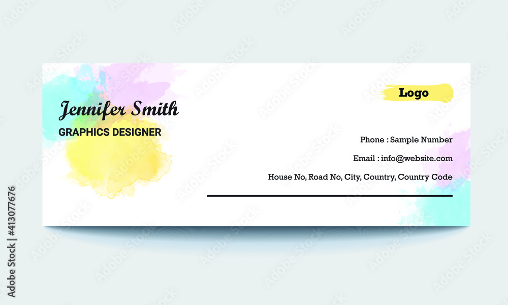 Color splash email signature design with modern and flat design Stock ...