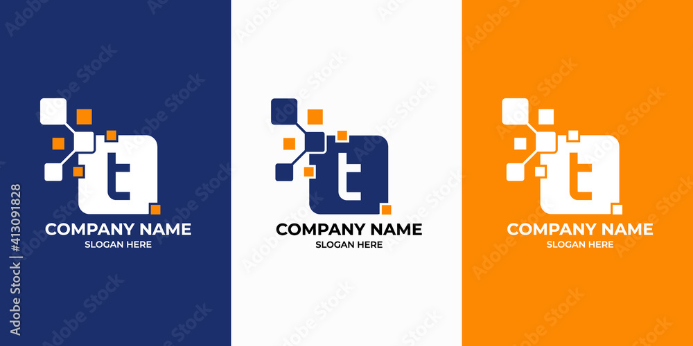 Letter T pixels logo initial design template. Illustration vector ...
