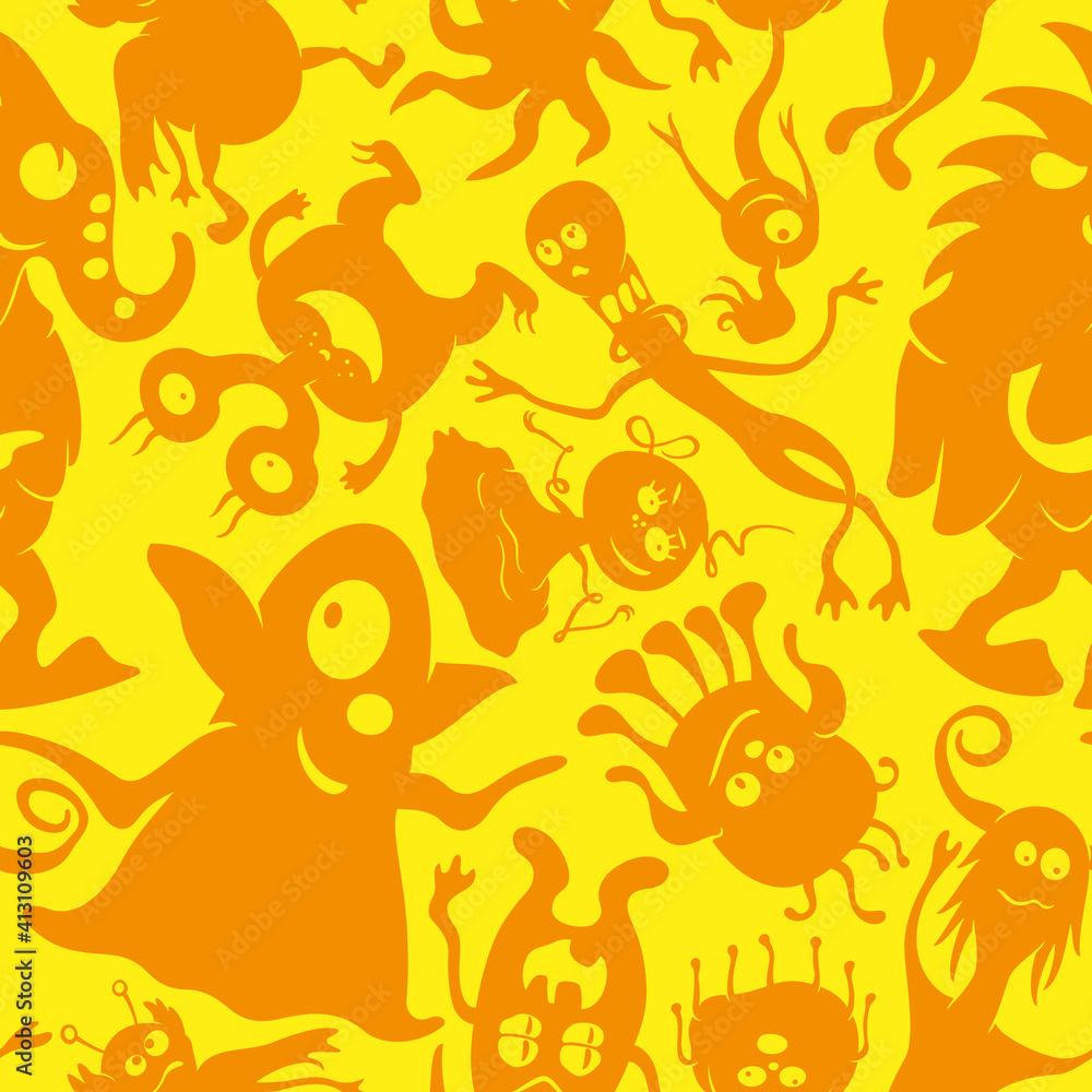 Cartoon monsters pattern / Seamless background with funny cartoon ...