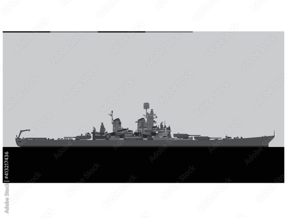 USS IOWA 1943. United States Navy battleship. Vector image for ...