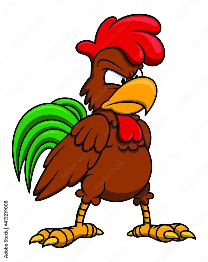 Angry chicken cartoon illustration. Isolated image on white background ...