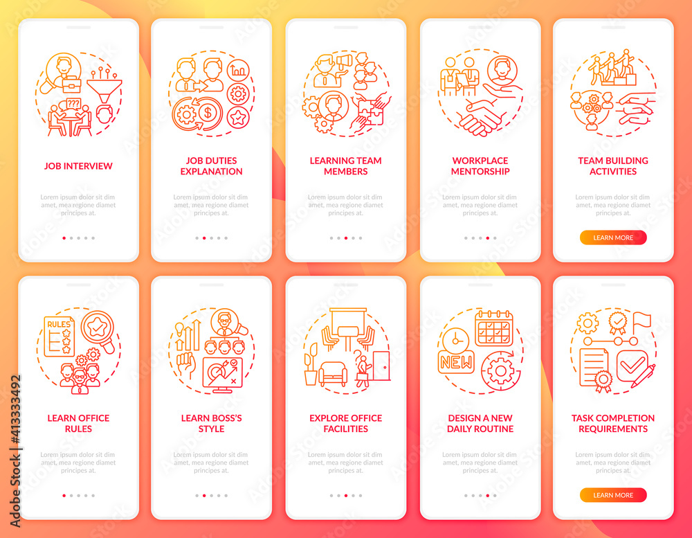 Design new daily routine onboarding mobile app page screen with ...