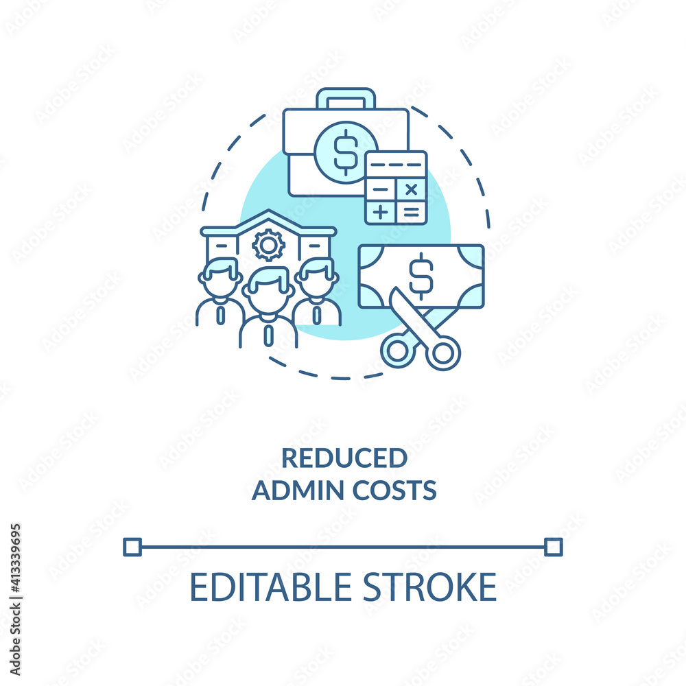 Reduced admin costs concept icon. Contract management automation ...