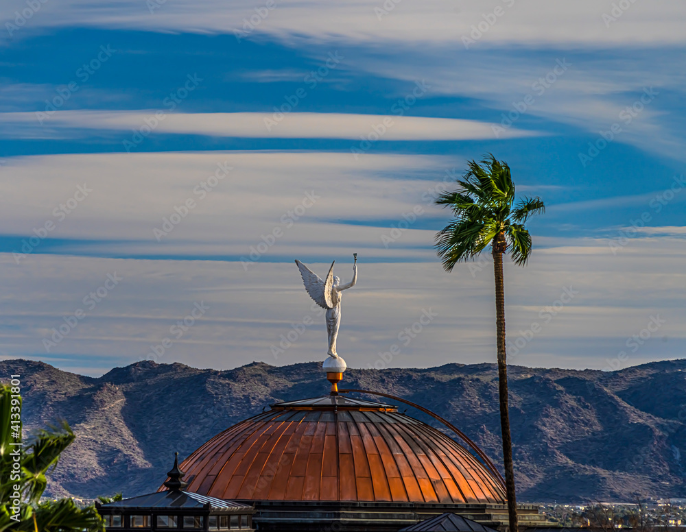 'Wounded Goddess' statue atop the Arizona State Capitol Building in ...