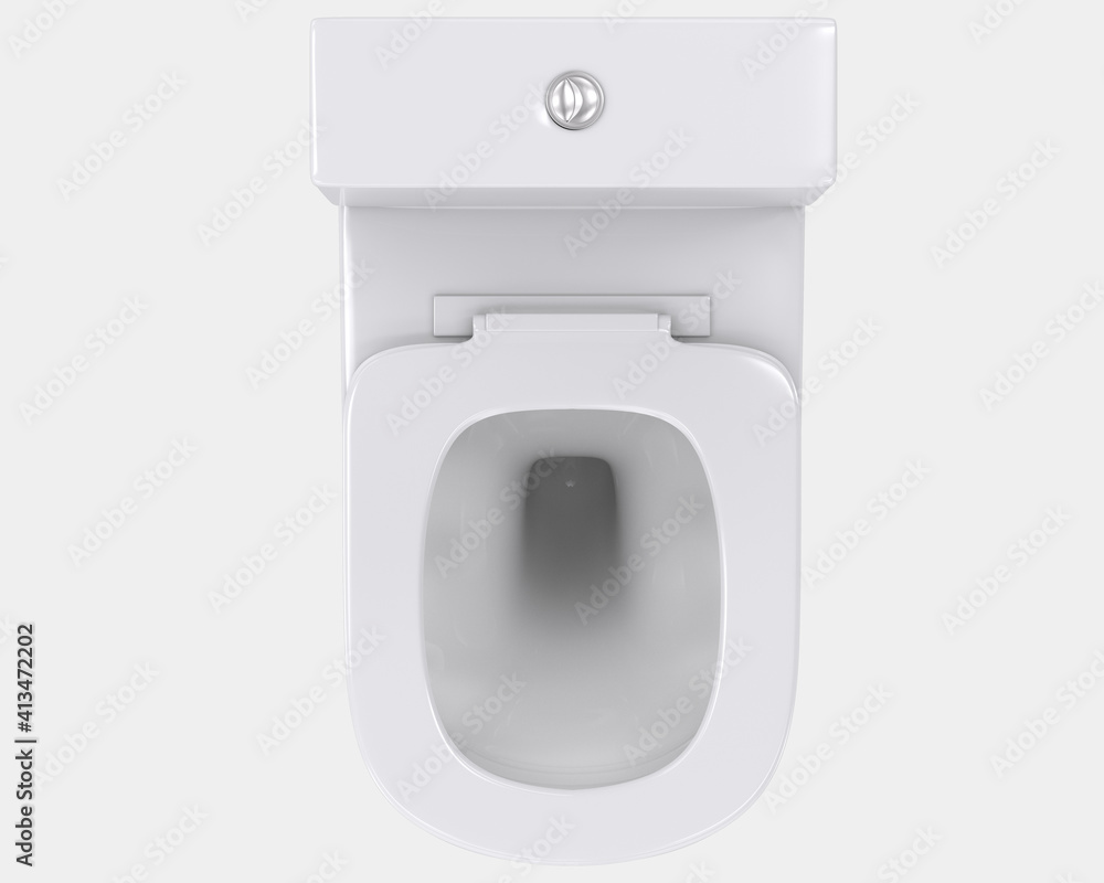 Toilet top view isolated on background. 3d rendering - illustration ...