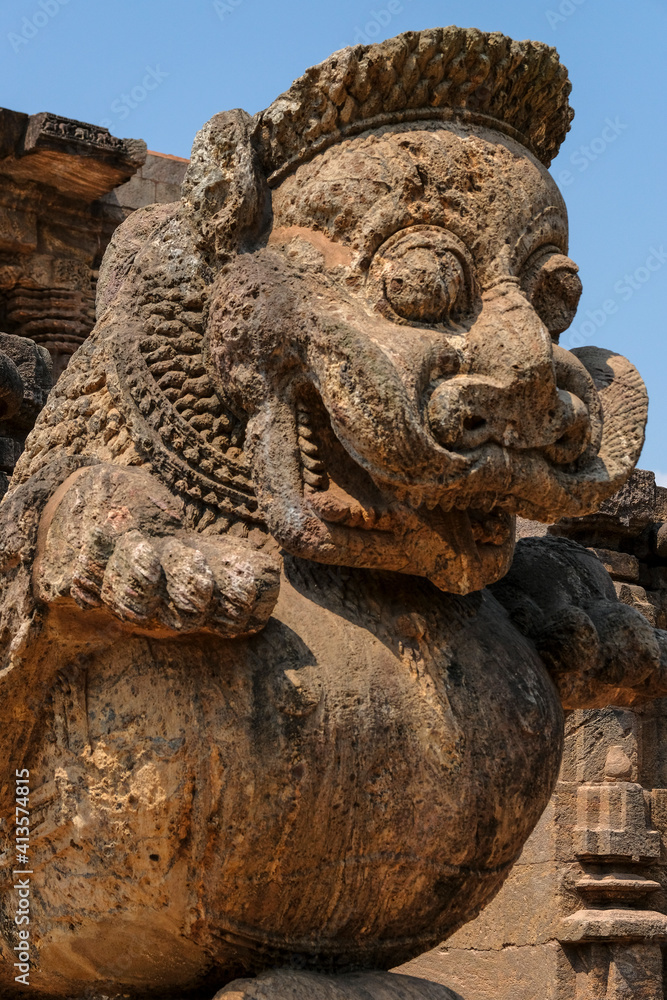 Detail of the Sun Temple was built in the 13th century and designed as ...