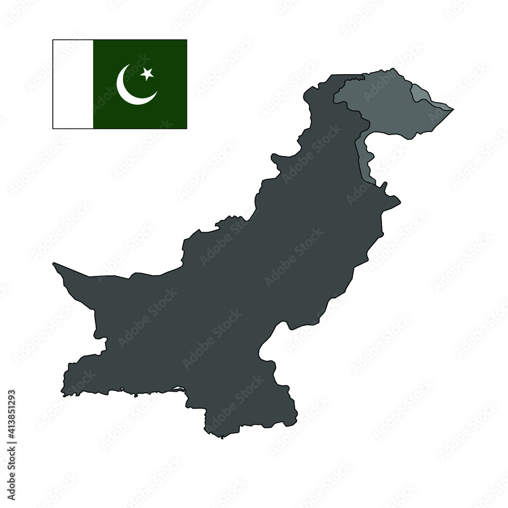 Pakistan country grey vector map on isolated white background for ...