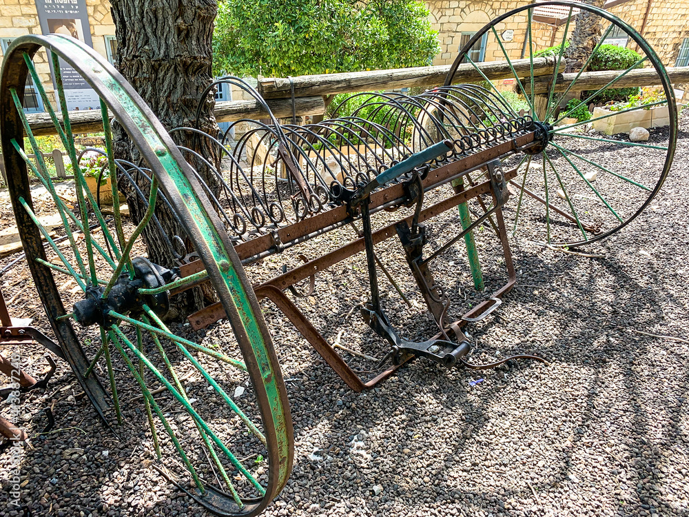 vintage horse-drawn mechanical hay rake Stock Photo | Adobe Stock