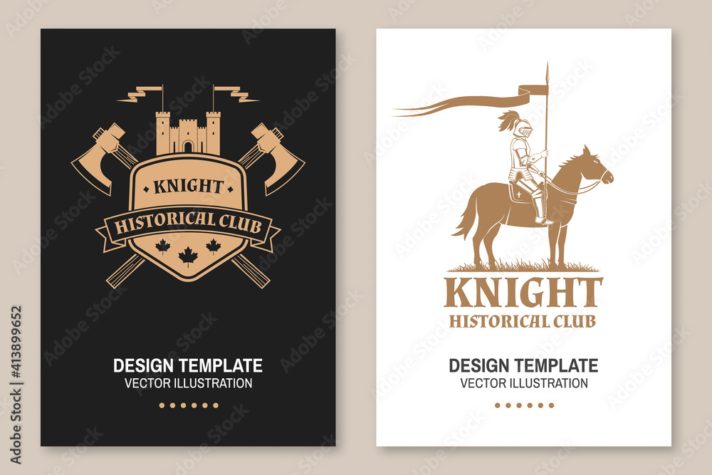 Knight historical club flyer, brochure, banner, poster. Vector Concept ...