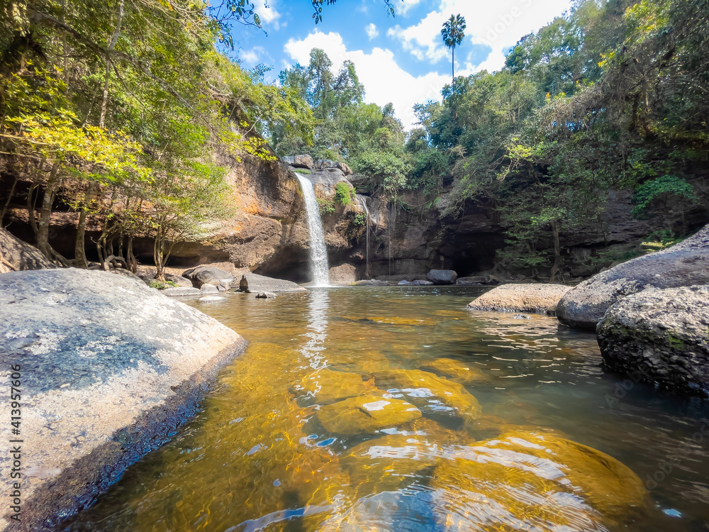 Amazing Haew Suwat Waterfall in the deep forest at Khao Yai National ...