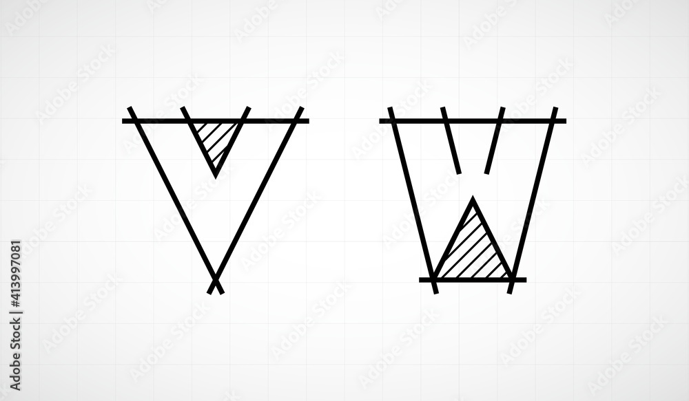 Vector de Stock Architech font. Letters VW. Graphic black and white ...