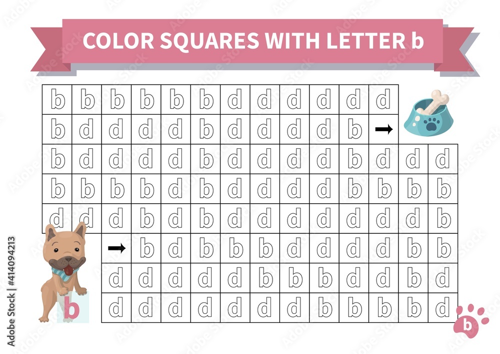 Printable game. Worksheet for kids. Exercise about letter reversals d ...