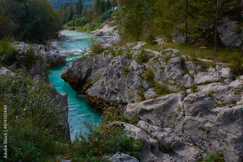 Velika Korita oder große Schlucht von Soca-Fluss, Bovec, Slowenien ...