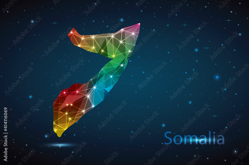 Abstract Polygon Map of Somalia. Vector Illustration Low Poly Color ...