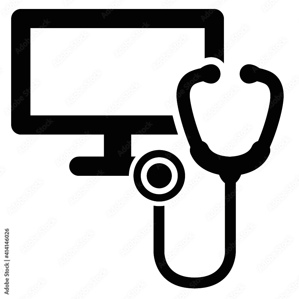 Picto stéthoscope écran téléconsultation Stock Vector | Adobe Stock