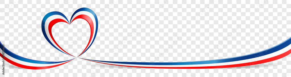 France French flag heart ribbon banner on transparent background vector ...