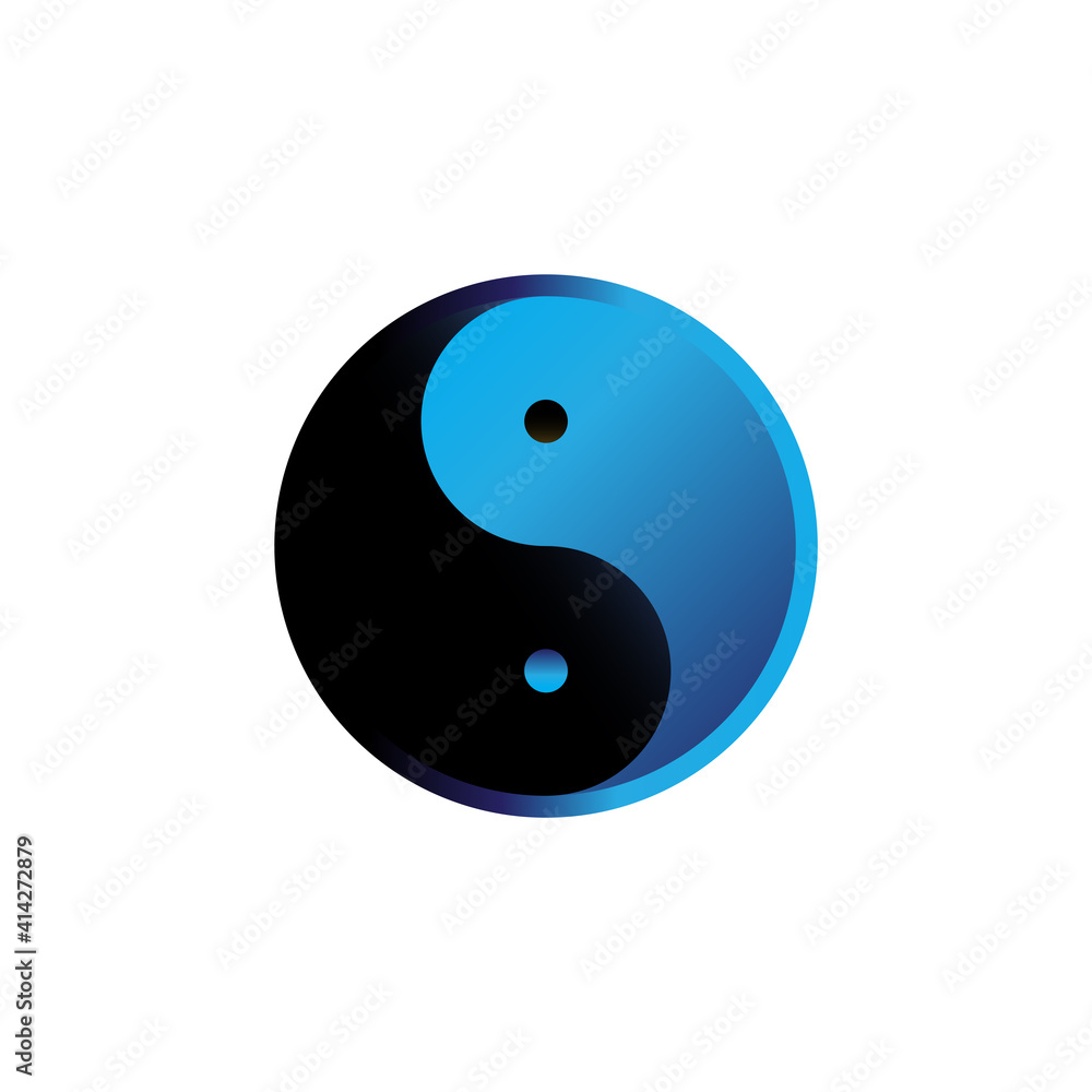 Yin Yang black and light blue in white background, Vector Yin and Yang ...