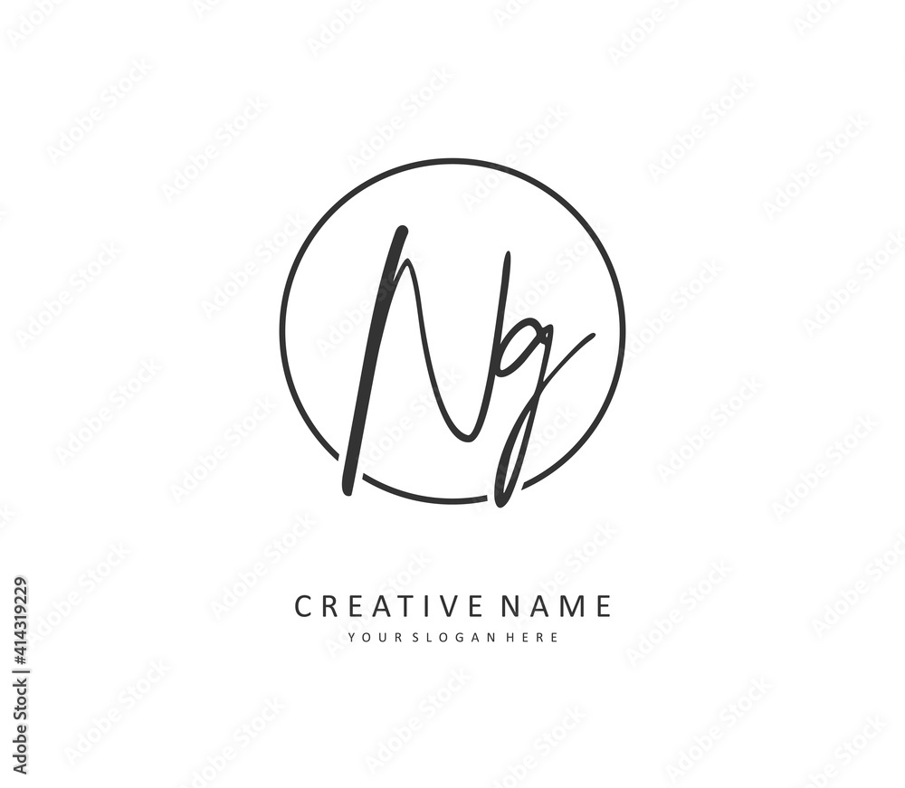 NG Initial letter handwriting and signature logo. A concept handwriting ...