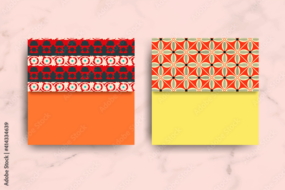 Indian pattern note templates vector set Stock Vector | Adobe Stock
