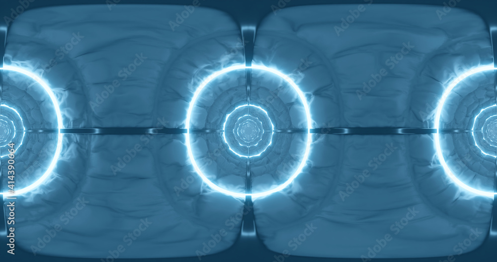 3d rendering. 360 degrees.HDRI map. Corridor with soft, safe walls and ...