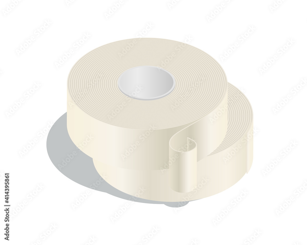 Isometric vector illustration masking tape rolls isolated on white ...