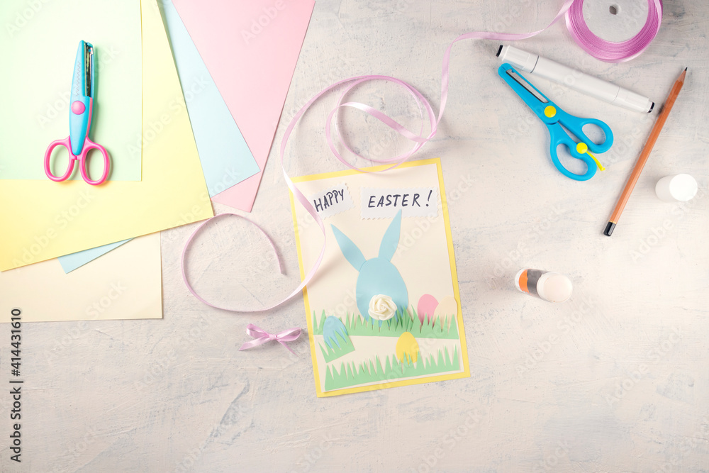 Step by step instruction: how to make card Happy easter. DIY creativity ...