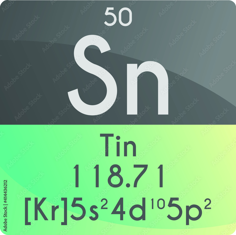 Sn Tin Post transition metal Chemical Element Periodic Table. Square ...