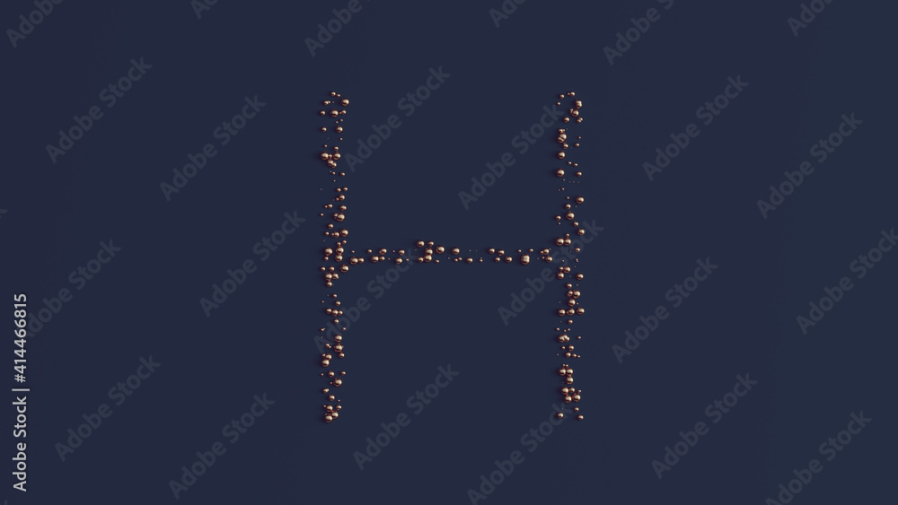 Typeface Letter H Symbol Formed out of Bronze Spheres 3d illustration ...