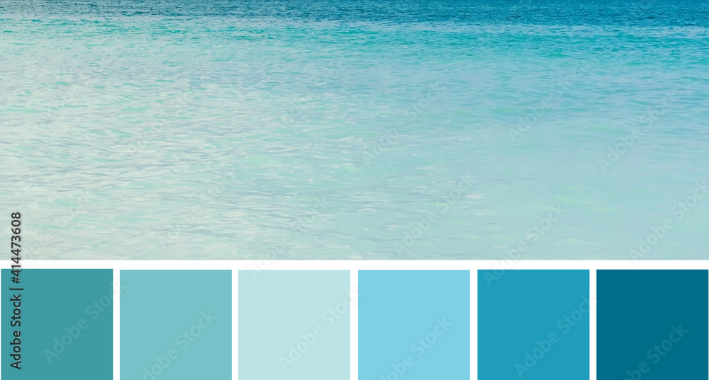 Color palette swatches of abstract blue green gamma of sea water ...